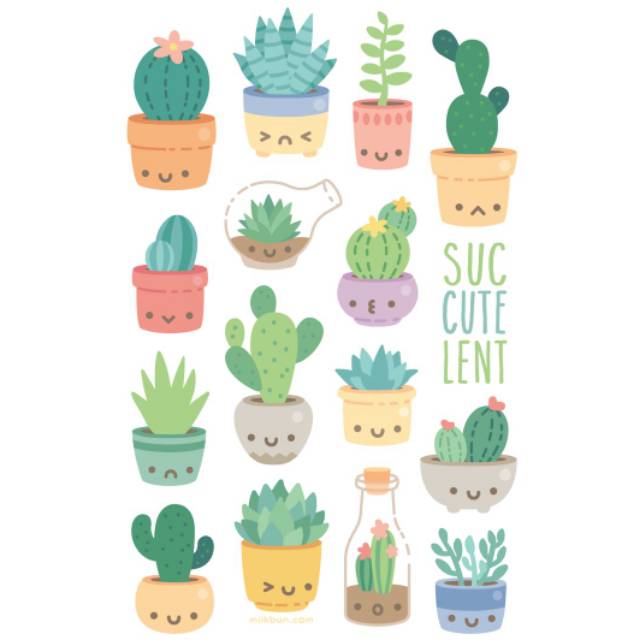 Jual sticker tanaman // sticker tumbuhan lucu // sticker dekorasi bujo ...