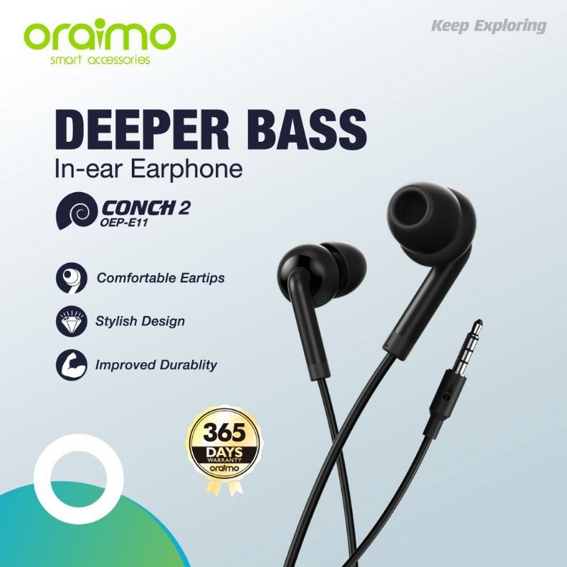 Jual Oraimo OEP-E11 Headset Conch 2 Strong Bass Earphone With Mic ...
