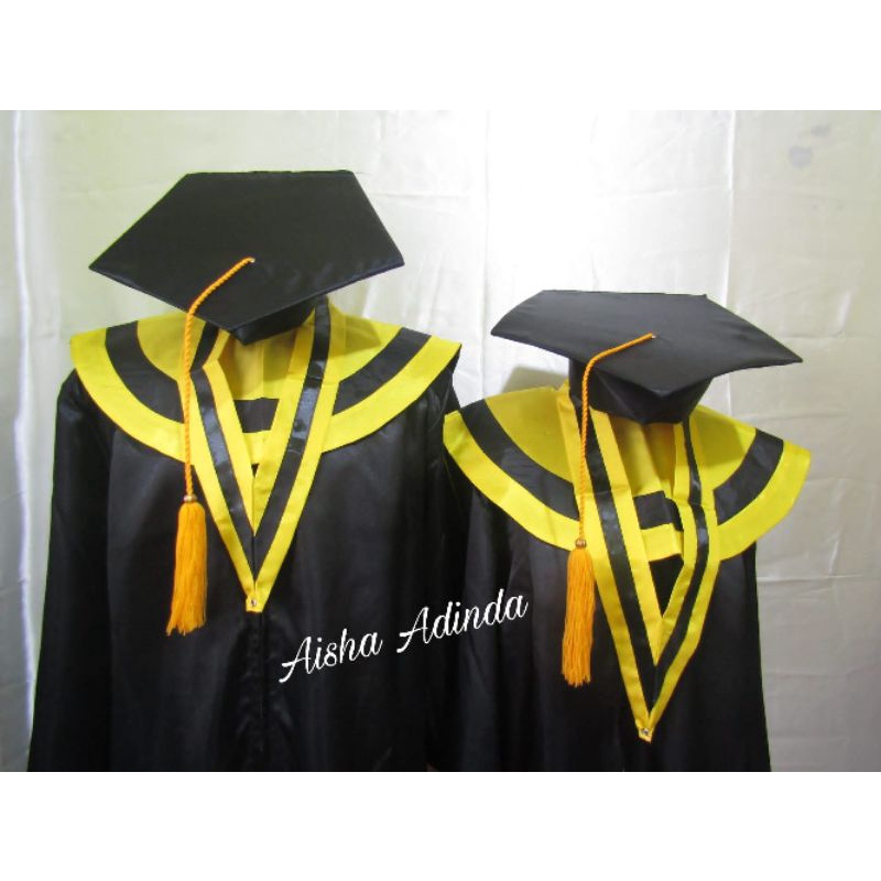 Jual Seragam Wisuda Baju Toga Dewasa Kuning List HitamKuning 100 ...