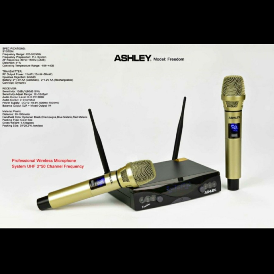 Jual Mic Wireless ASHLEY FREEDOM Handhel Multi Channel ORIGINAL ...