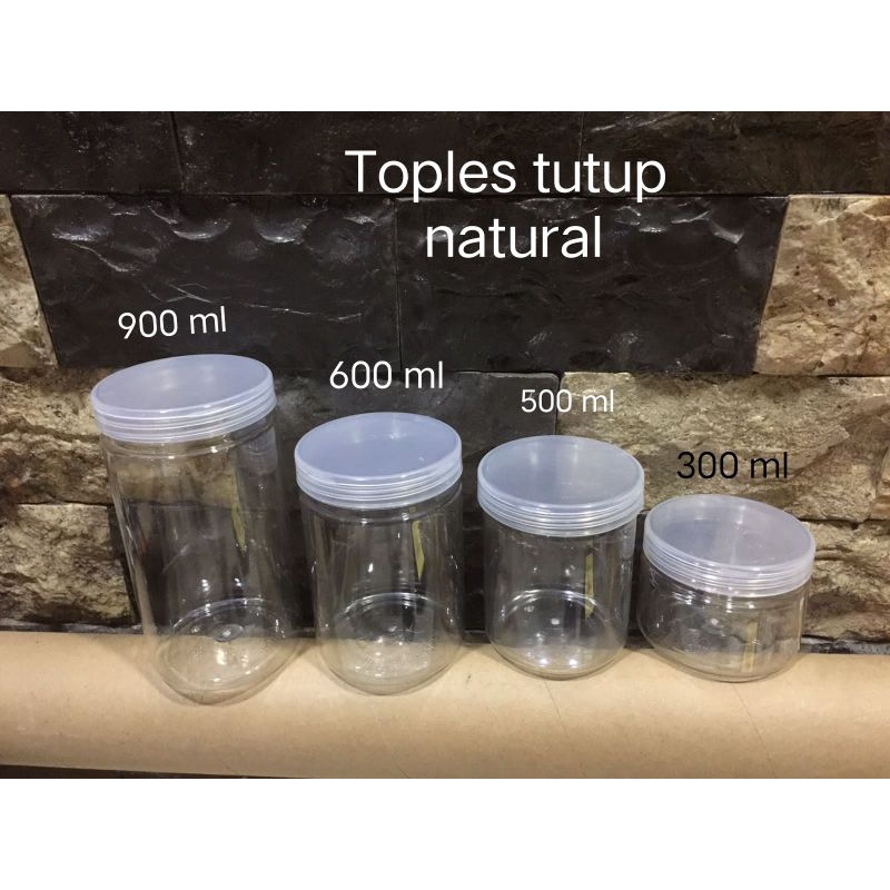 Jual Toples Tabung toples Plastik 300 500 600 900ml Tutup Natural