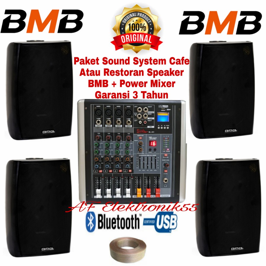 Jual Paket Sound System BMB 4 Unit Speaker + Power Mixer Garansi 3 ...