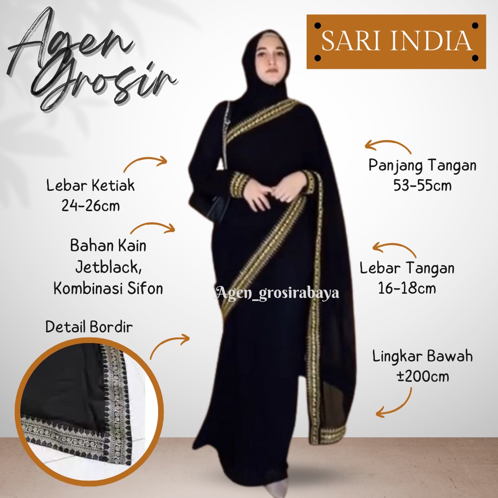 Jual Abaya bordir Sari India Abaya Hitam Terbaru Gamis Hitam Dress ...