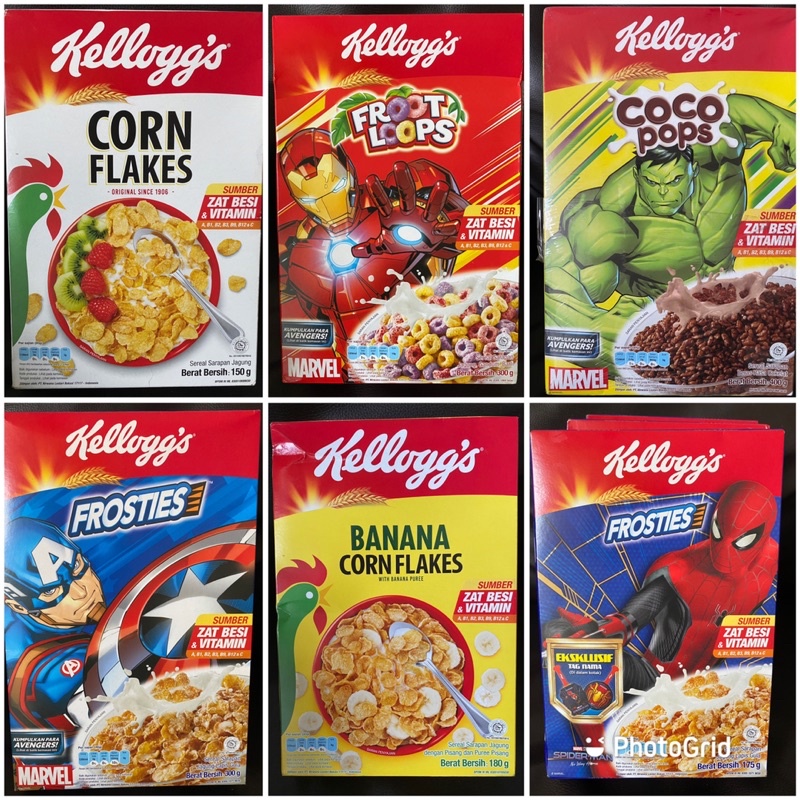 Jual Kelloggs Cereal Marvel Frosties Froot Loops Coco Corn Flakes ...