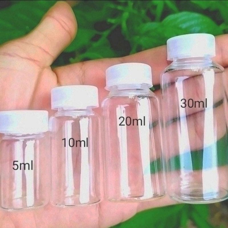 Jual botol kaca vial 5ml 10ml 20ml 30ml - tutup plastik Indonesia ...
