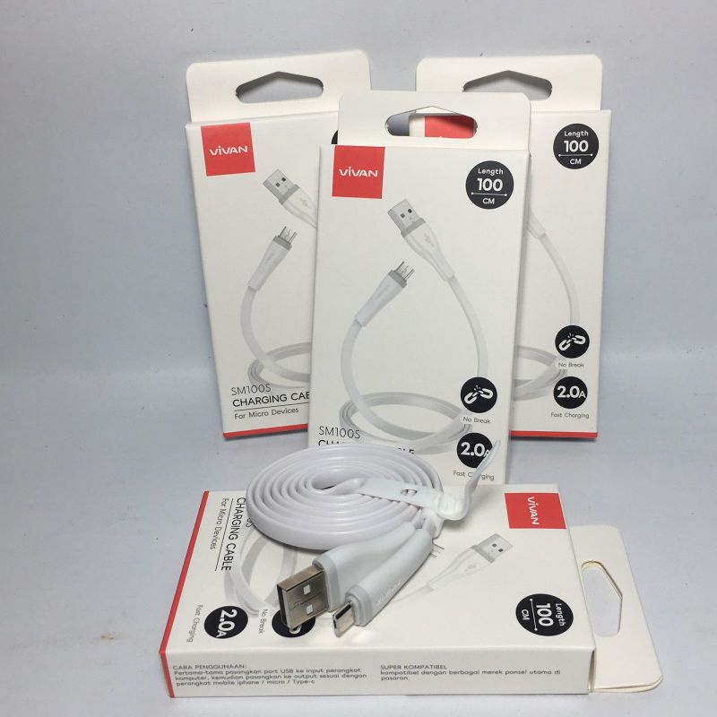 Jual Kabel Data USB Micro SM100s VIVAN Fast Charging 2A | Shopee Indonesia