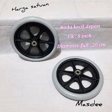 Jual roda kecil depan kursi roda ukuran 8 inch,diameter full 20 cm ...