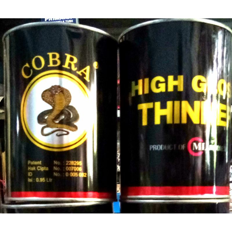 Jual Thinner COBRA Hitam HG High Gloss 1 liter untuk Pengencer Cat Duco ...