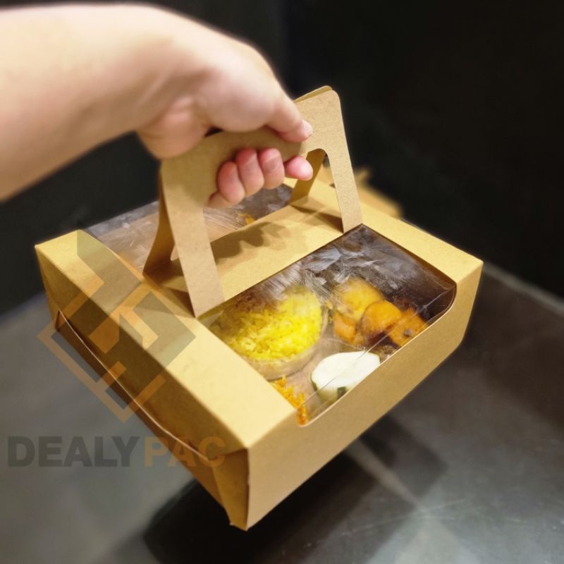 Jual Box Handle Mika 20x20x7cm - Kraft (per 10pcs) | Shopee Indonesia