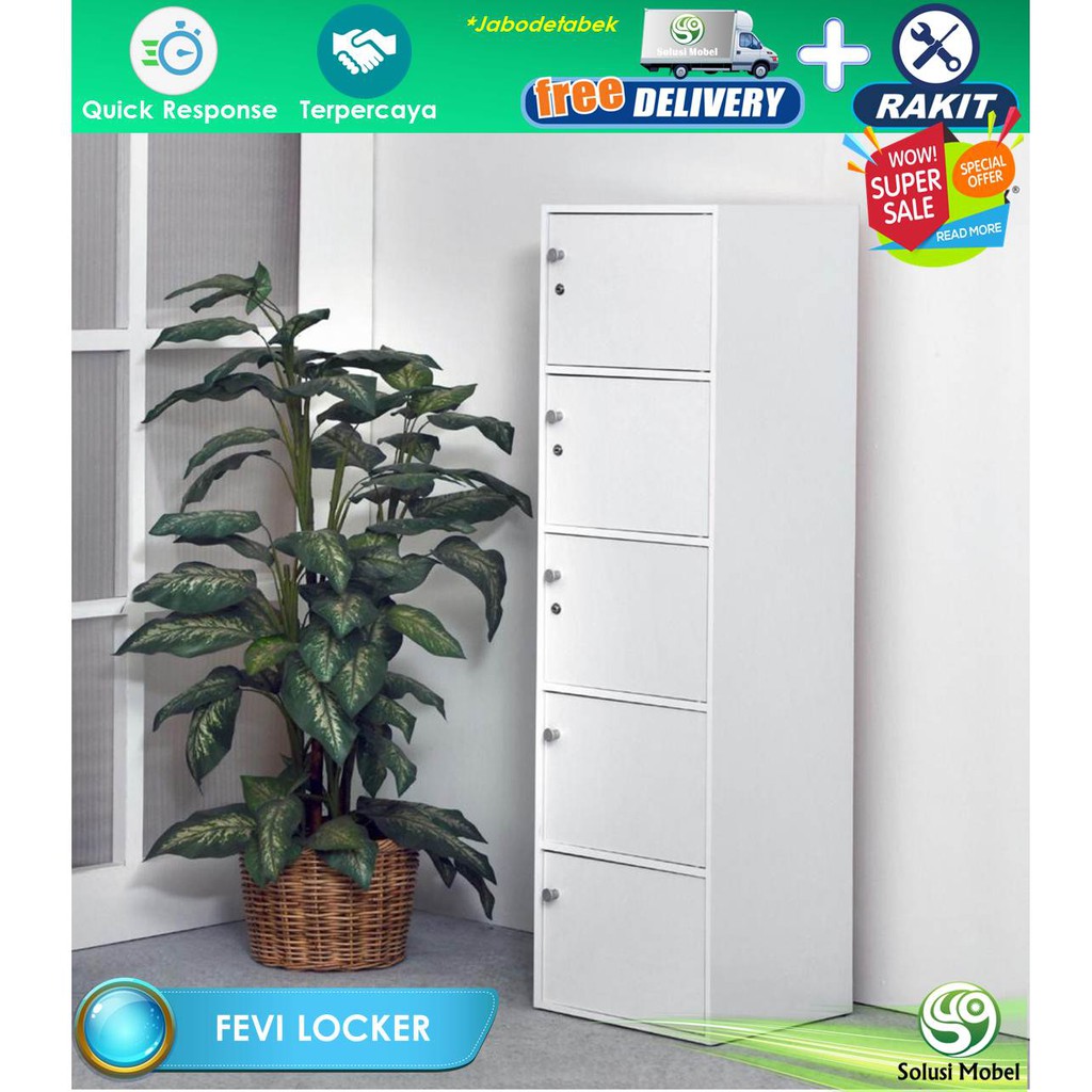 Jual Rak Serbaguna dengan 5 Pintu / Rak 5 Susun / Lemari Kecil Putih ...