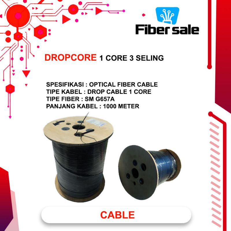 Jual Kabel Dropcore 1 core 3 seling/ Kabel Fiber Optik 1000m FTTH ...
