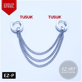 1Pc Model EZ-P Silver Anting Jepit Tusuk Variasi Bandul Gaya Punk Korea ...