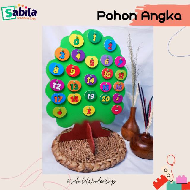 Jual Pohon Angka mainan edukasi wooden toys mainan anak lucu mainan ...
