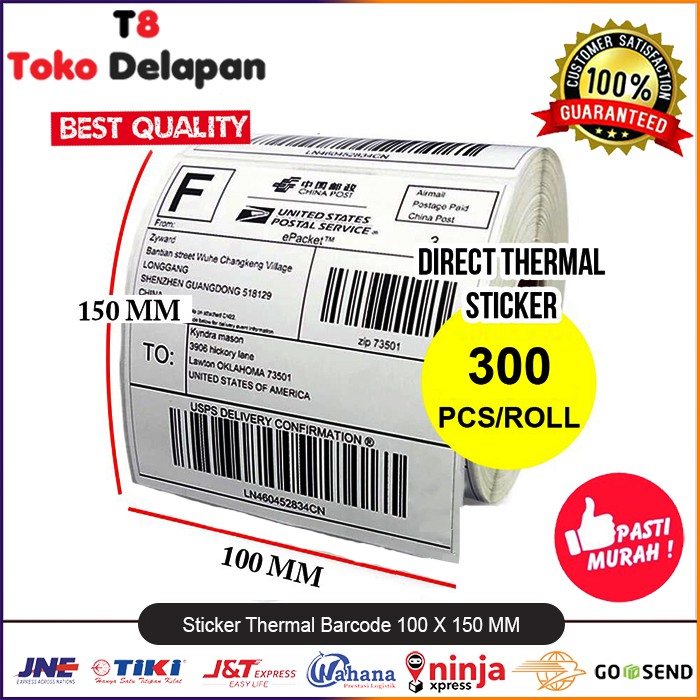 Jual LABEL BARCODE 100 X 150 mm KERTAS STICKER LABEL THERMAL 100x150 mm ROLL | Shopee Indonesia
