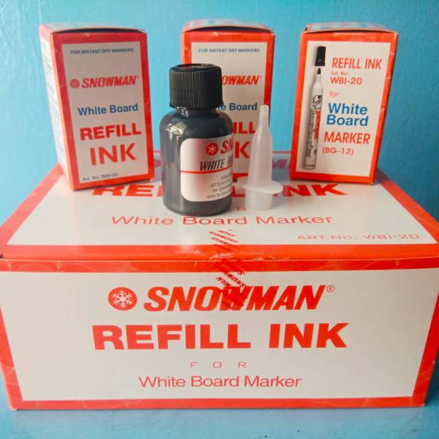 Jual Isi Tinta Spidol Refill Spidol White Board Warna Hitam Snowman ...