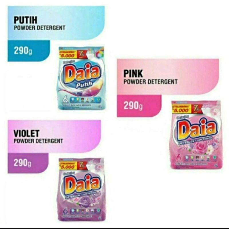 Jual DAIA DETERGENT SABUN CUCI BUBUK KEMASAN EKONOMIS 290g + 30g ...