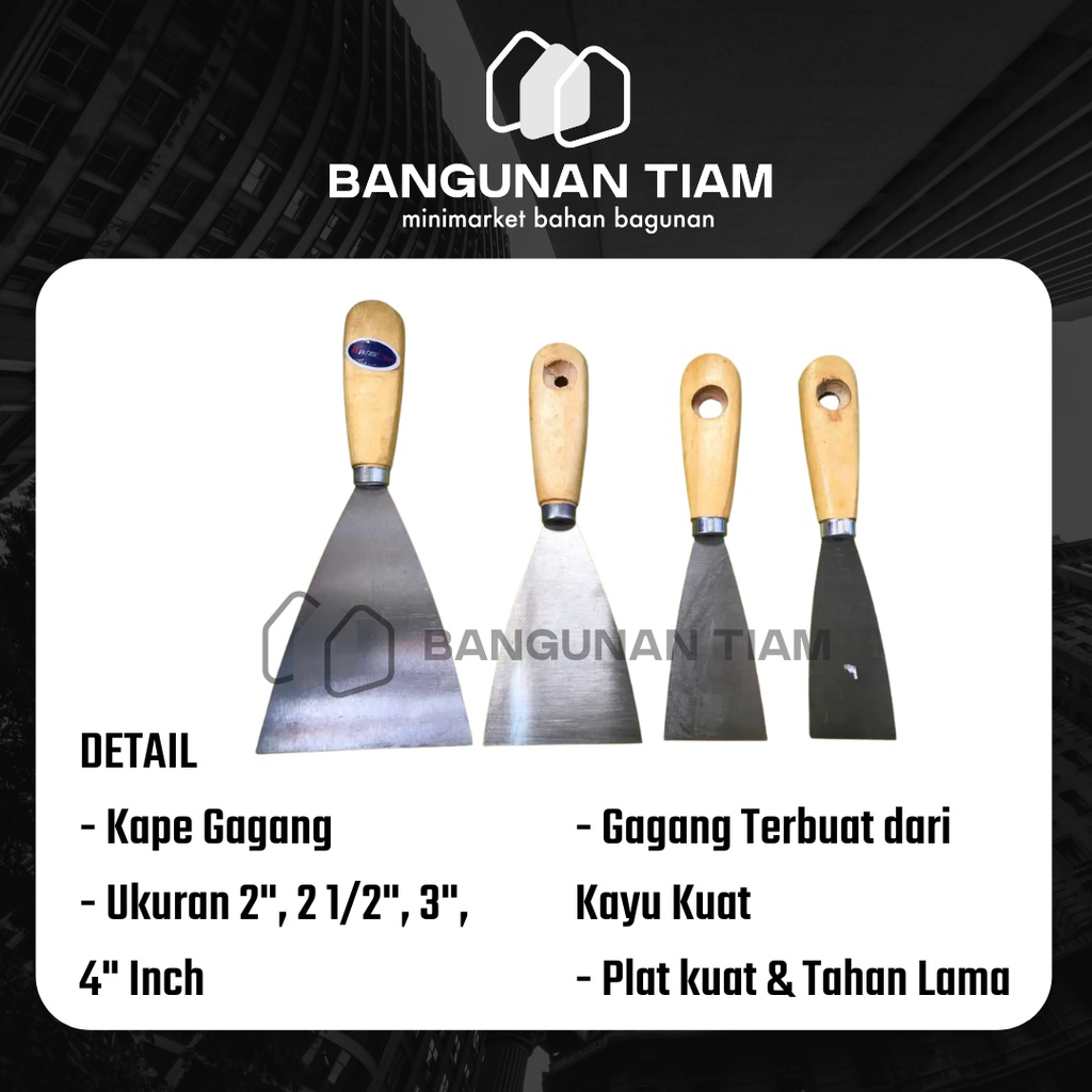 Jual KAPE BESI (4"), (3"), (2 1/2") (2") Inch GAGANG KAYU ~ PUTTY ...