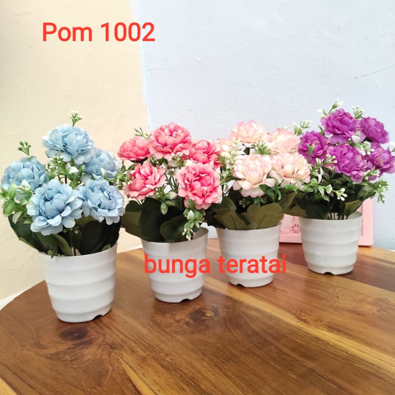Jual BUNGA POT 10 CM POM ARTIFICIAL PLASTIK SHABBY | Shopee Indonesia