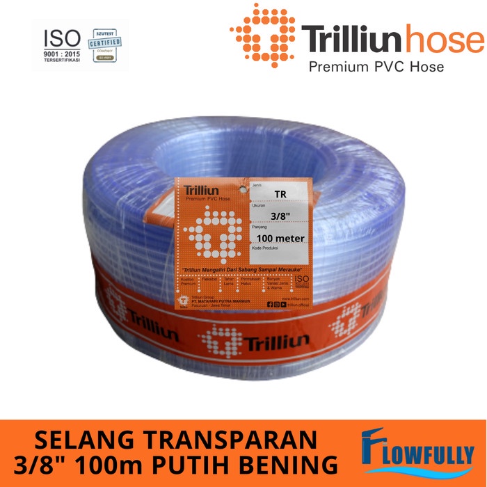 Jual SELANG AIR TRANSPARAN 3/8" TRILLIUN PVC ROLL 100 METER PUTIH ...