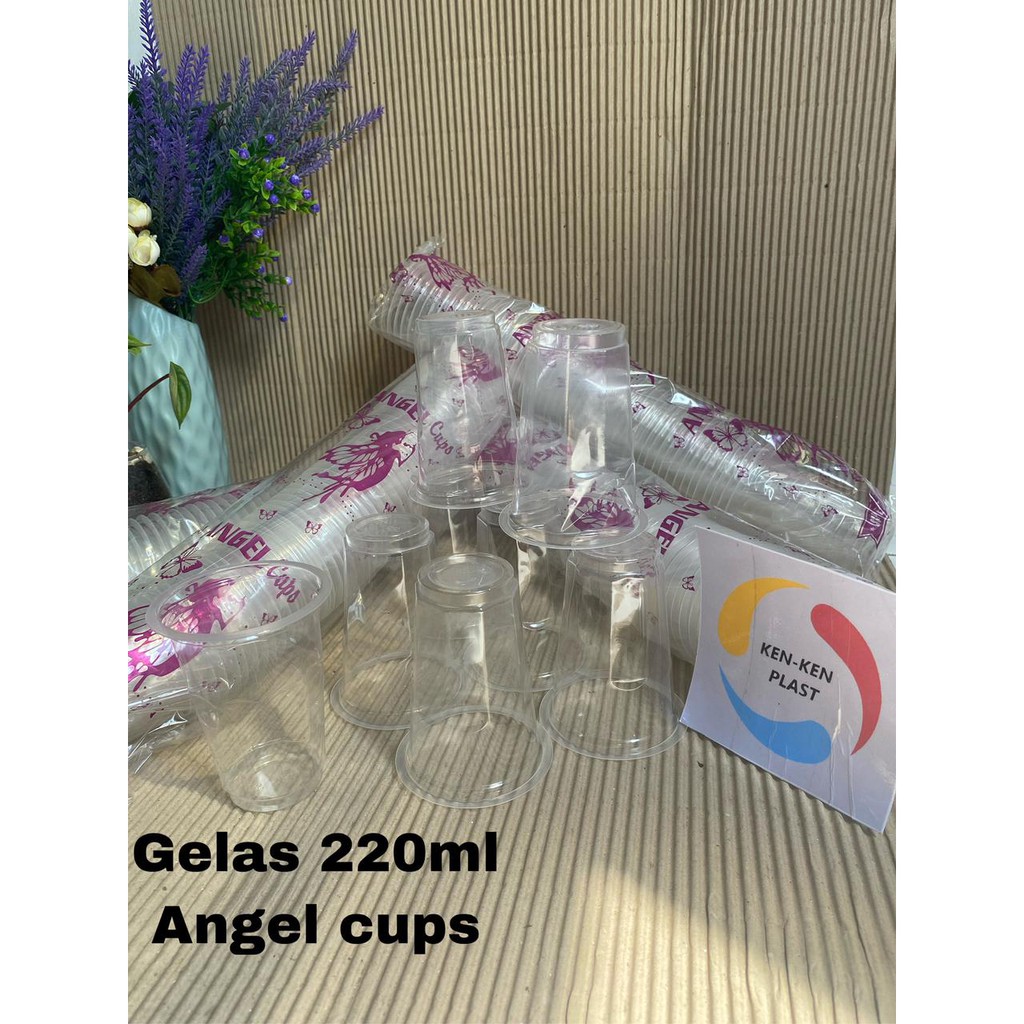 Jual GELAS PLASTIK BENING/GELAS KOPI/GELAS PLASTIK KECIL MEREK ANGEL 220ML ISI 50 PCS | Shopee ...