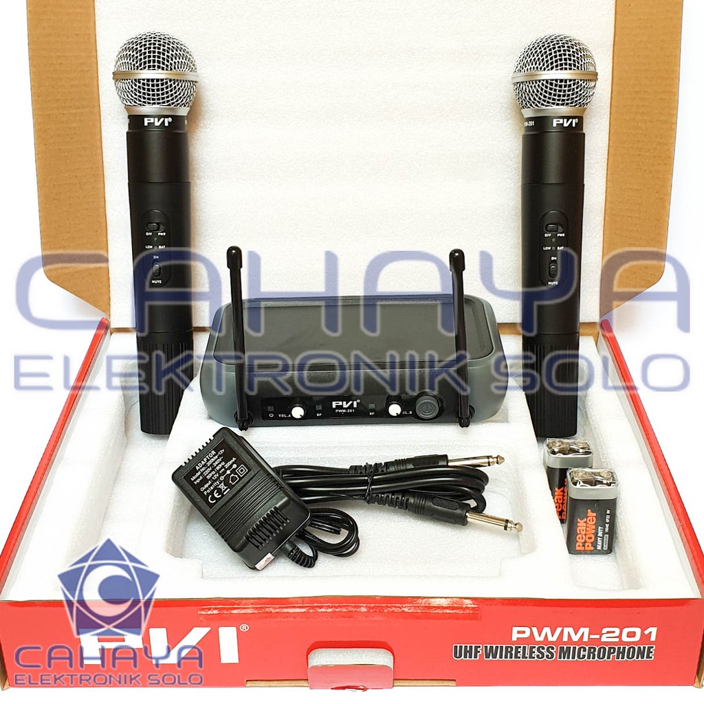 Jual Mic Wireless isi 2 PVI PWM 201A B-B Audio Handheld Nirkabel Besar ...