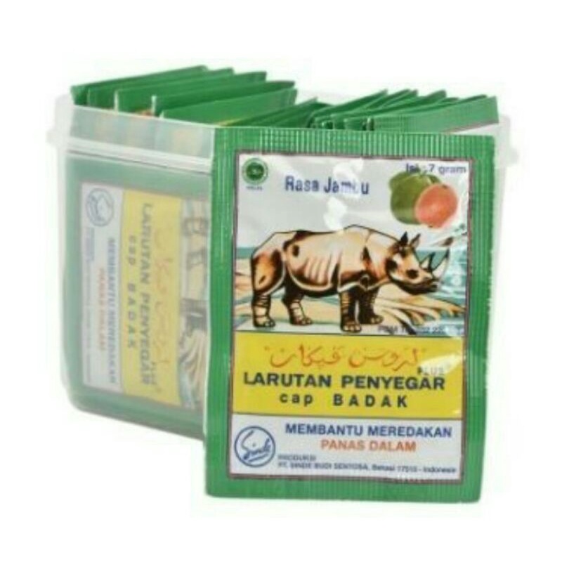Jual larutan penyegar cap badak , 1 canister 24 sachet ada 2 rasa jambu dan jeruk nipis , exp ...