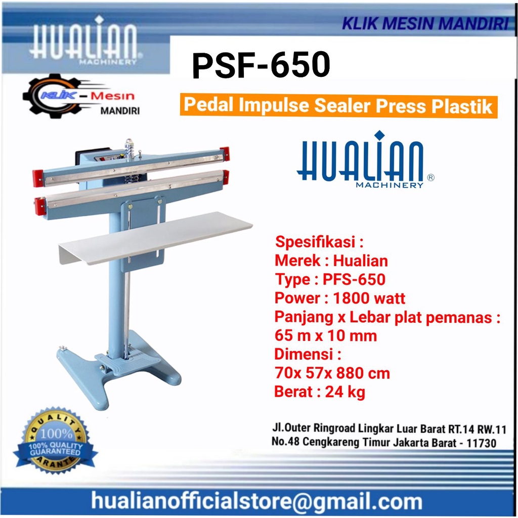 Jual Mesin Segel Plastik / Pedal Sealer / Impulse Sealer PSF-650 Hualian | Shopee Indonesia