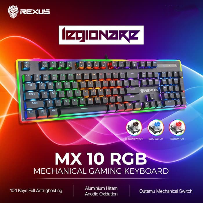 Jual Rexus MX10 Keyboard Gaming Mechanical Rexus Legionare RGB ...