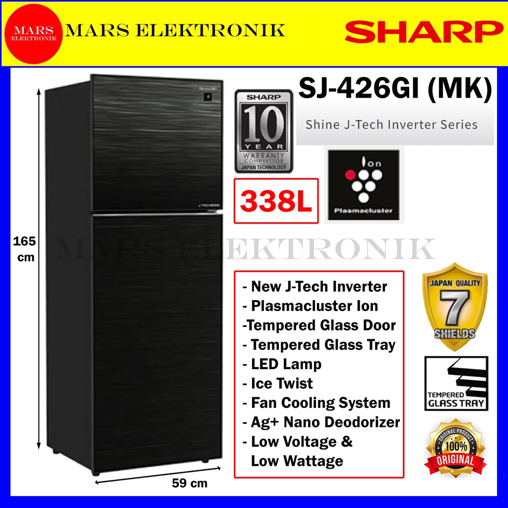 Jual KULKAS SHARP SJ-426GI MK / 338 LITER / INVERTER / SHINE J TECH ...