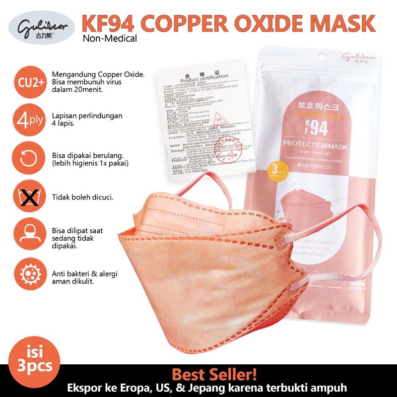 Jual KF94 COPPER OXIDE MASK ISI 3 pcs Indonesia|Shopee Indonesia