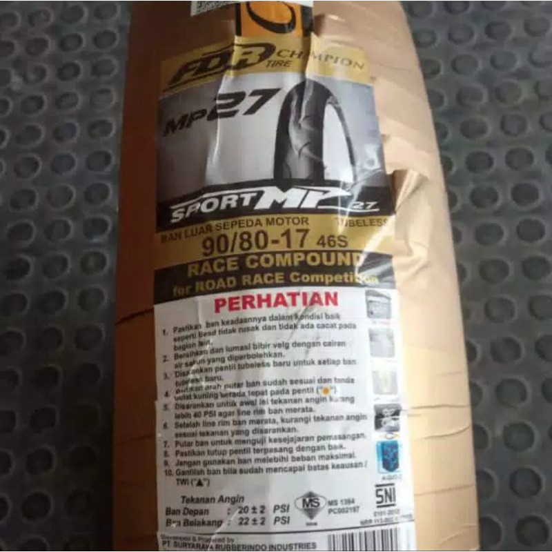 Jual Ban FDR SPORT MP 27 76 90/80 Ring 17 Soft Compound (Harga 1 biji ...