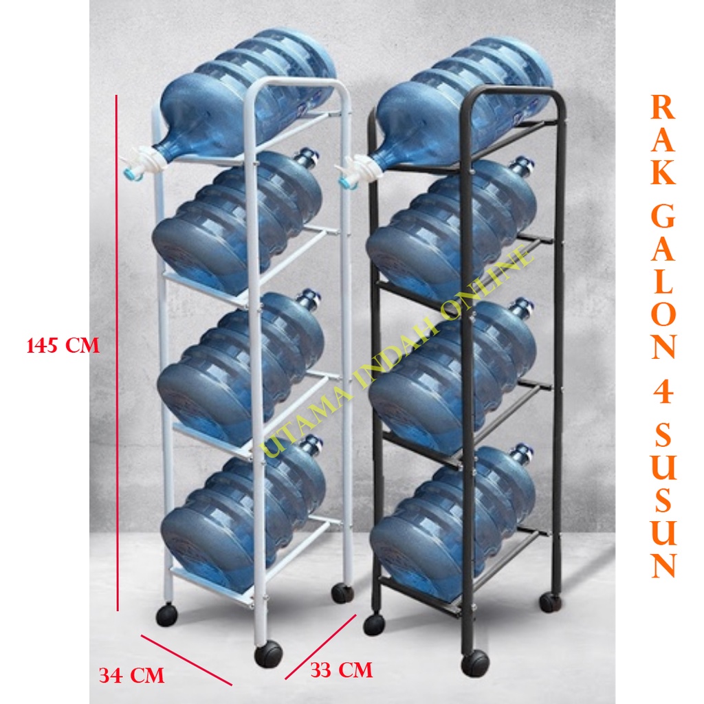 Jual Rak Galon Susun 4 Tempat Galon Susun Besi Roda | Shopee Indonesia