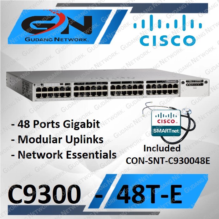 Jual Cisco C9300-48T-E Catalyst 9300 Series Switch + Smart Net Link 2 ...