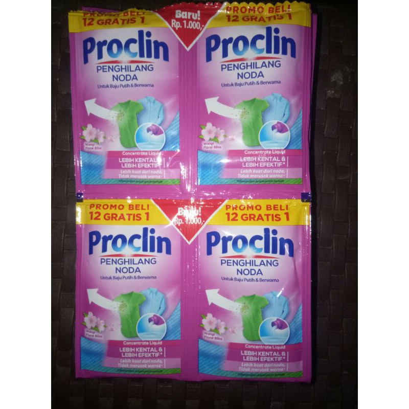 Jual Proclin Penghilang Noda Untuk Baju Putih dan Berwarna 25 ml isi 12 ...