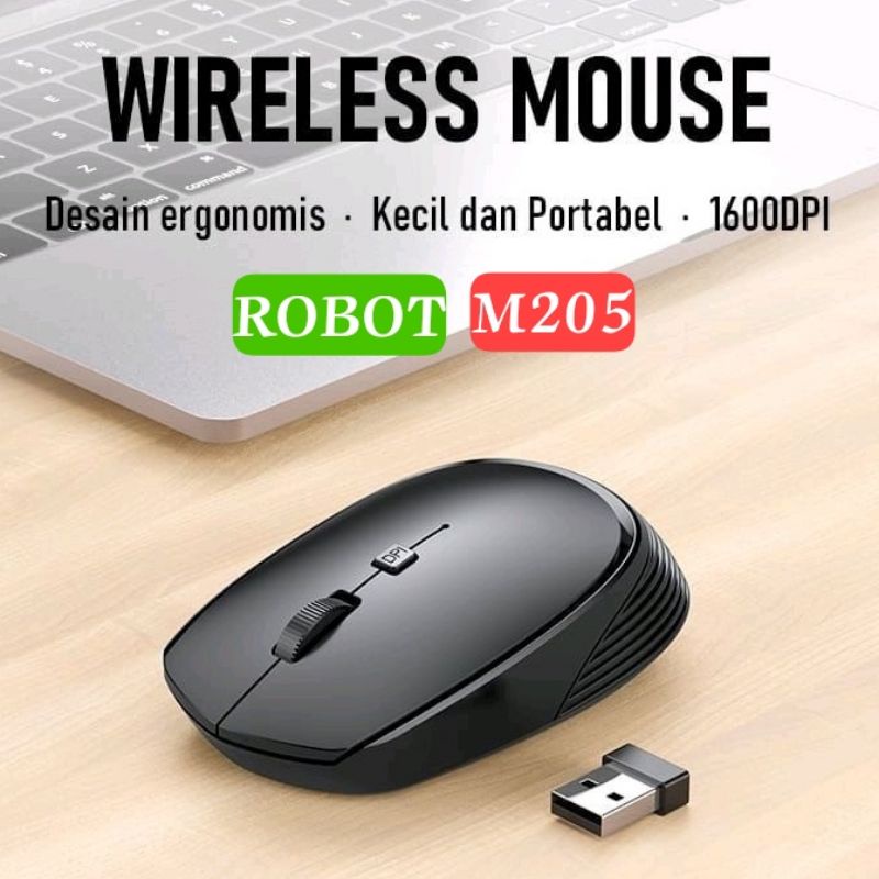 Jual Mouse ROBOT M205 1600Dpi Wireless Tanpa Kabel Robot M 205 Bukan Mose Kabel atau Bluetooth ...