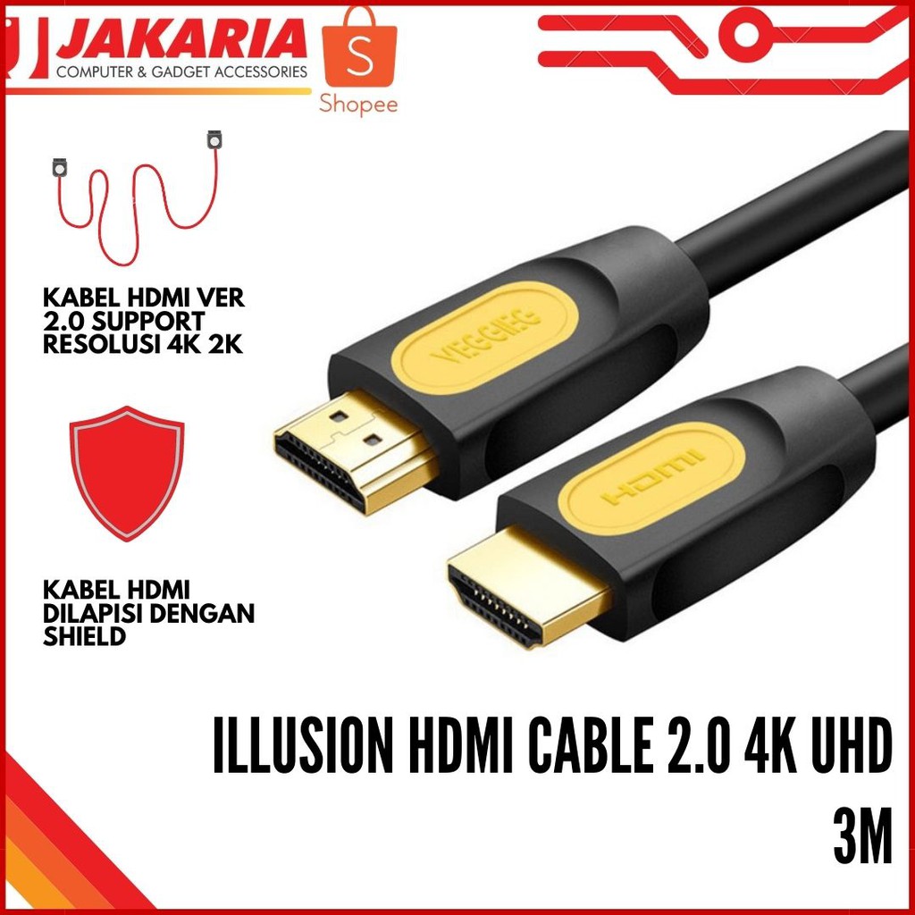 Jual Illupro Kabel HDMI 2.0 4K UHD 3 m Kabel HDMI 4K 2K TV LED LCD ...
