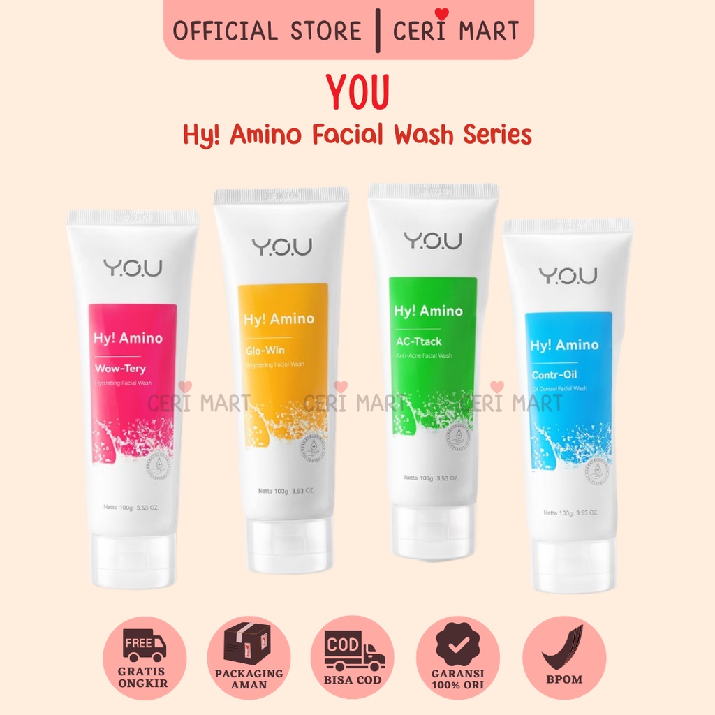 Jual YOU Hy! Amino Facial Wash | Oil Control, Hydrating, Brightening ...