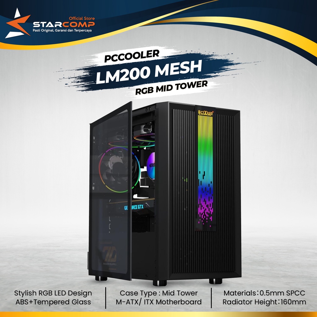 Jual PCCOOLER PLATINUM LM200 MESH RGB GAMING CASE PC COOLER | Shopee ...