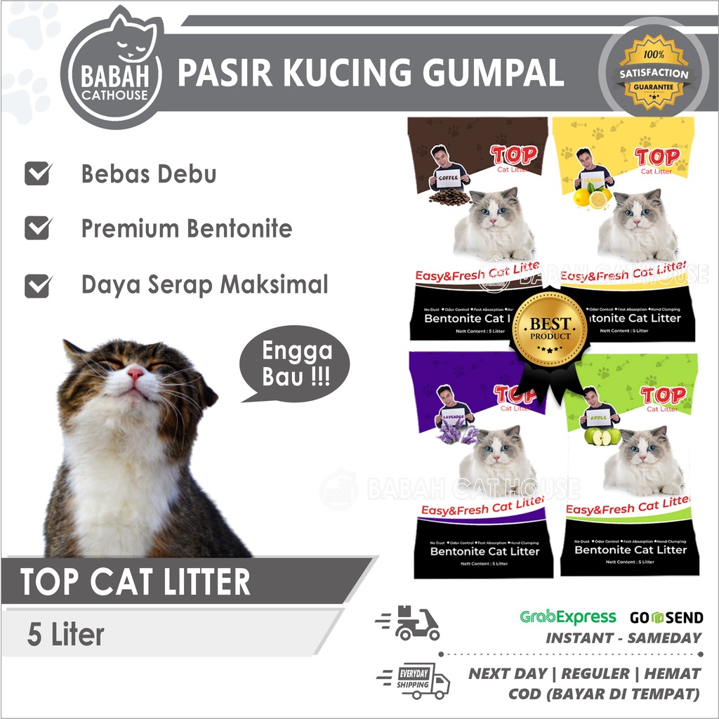 Jual 5L TOP CAT LITTER Pasir Poop Kucing Gumpal Wangi Murah Harum ...