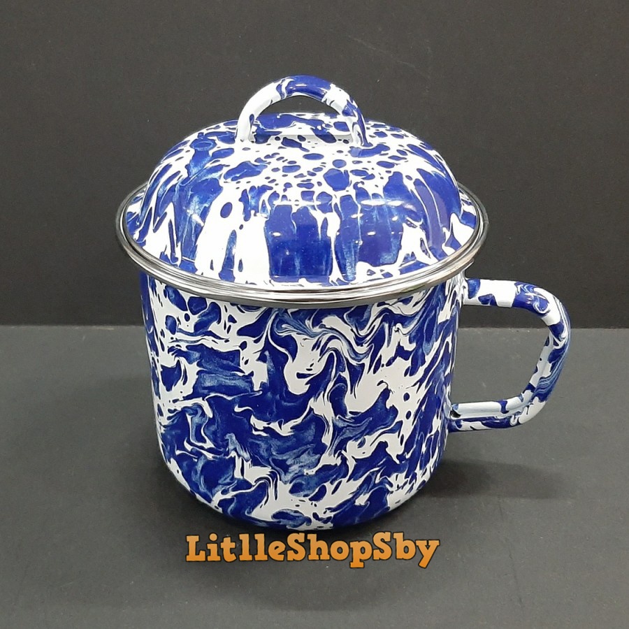 Jual Cangkir Mug Gelas Enamel 12cm Biru Blirik Loreng | Shopee Indonesia