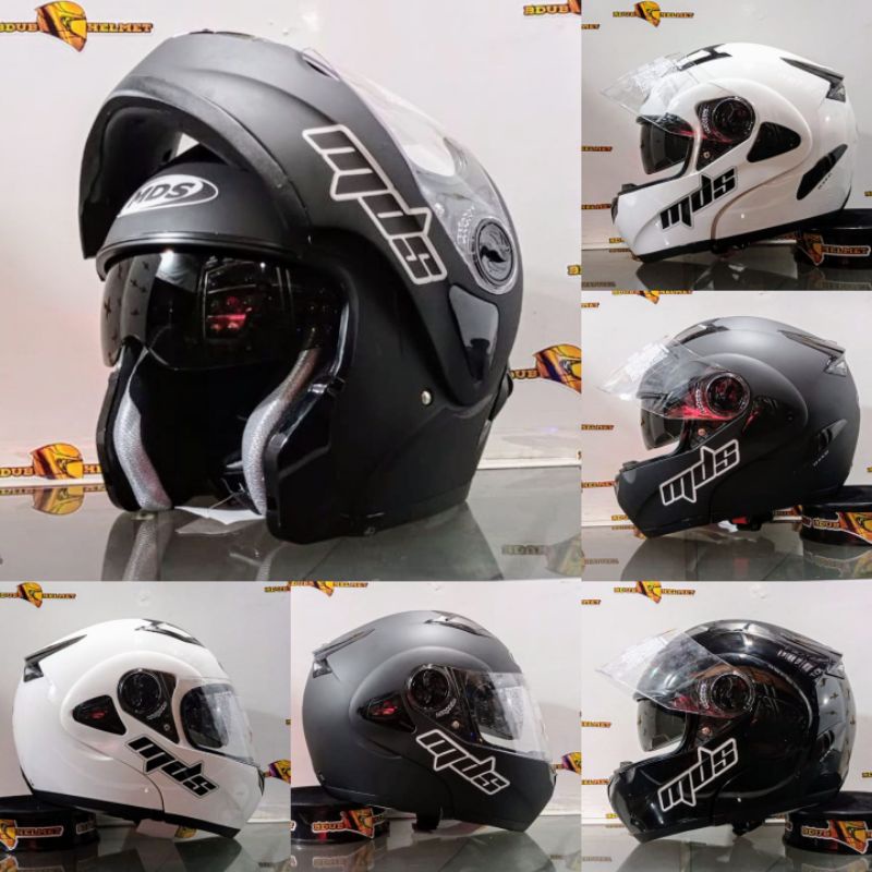Jual HELM MDS PRORAIDER/MODULAR SOLID BLACK DOFF/HITAM DOF 100% ...