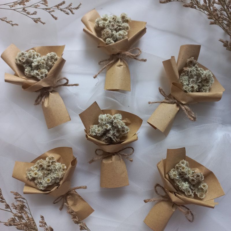 Jual Mini Buket Edelweis Eco Rustic | Mini Bouquet | Buket bunga kering ...