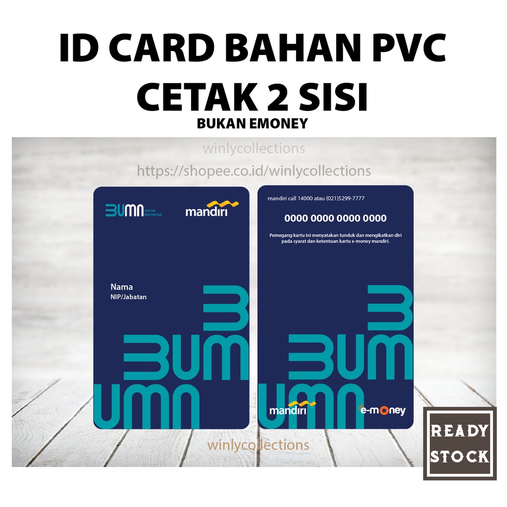 CUSTOM KARTU ID CARD BUMN TERBARU BANK MANDIRI BAHAN PVC - 2 SISI ...