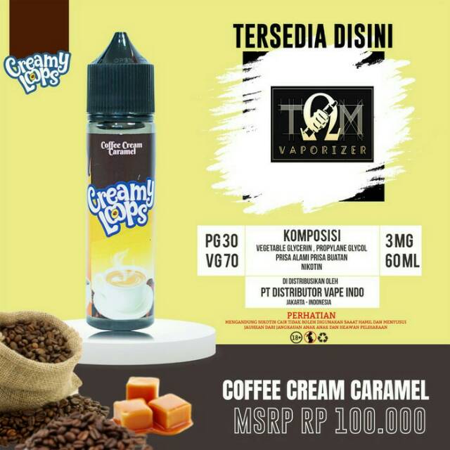 Jual Creamy Loops Coffee Cream Caramel 60ml 3mg Premium Liquid Sudah ...