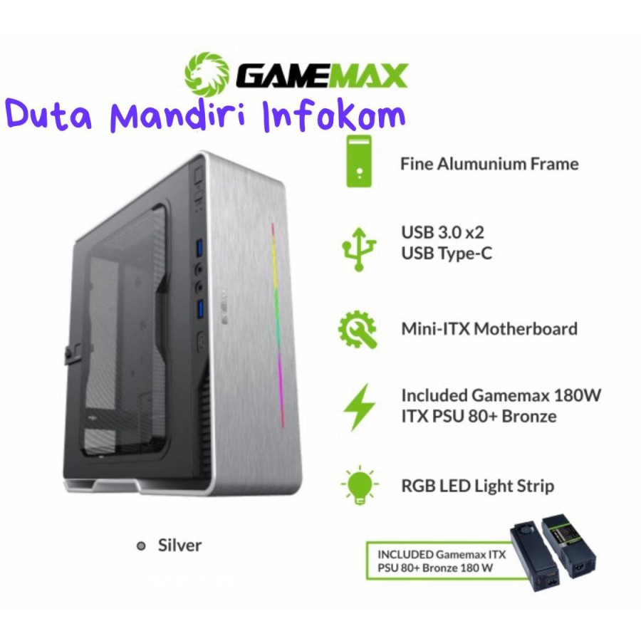 Jual Gamemax Violin Silver Ultra Slim - RGB Strip Mini-ITX Gaming Case ...