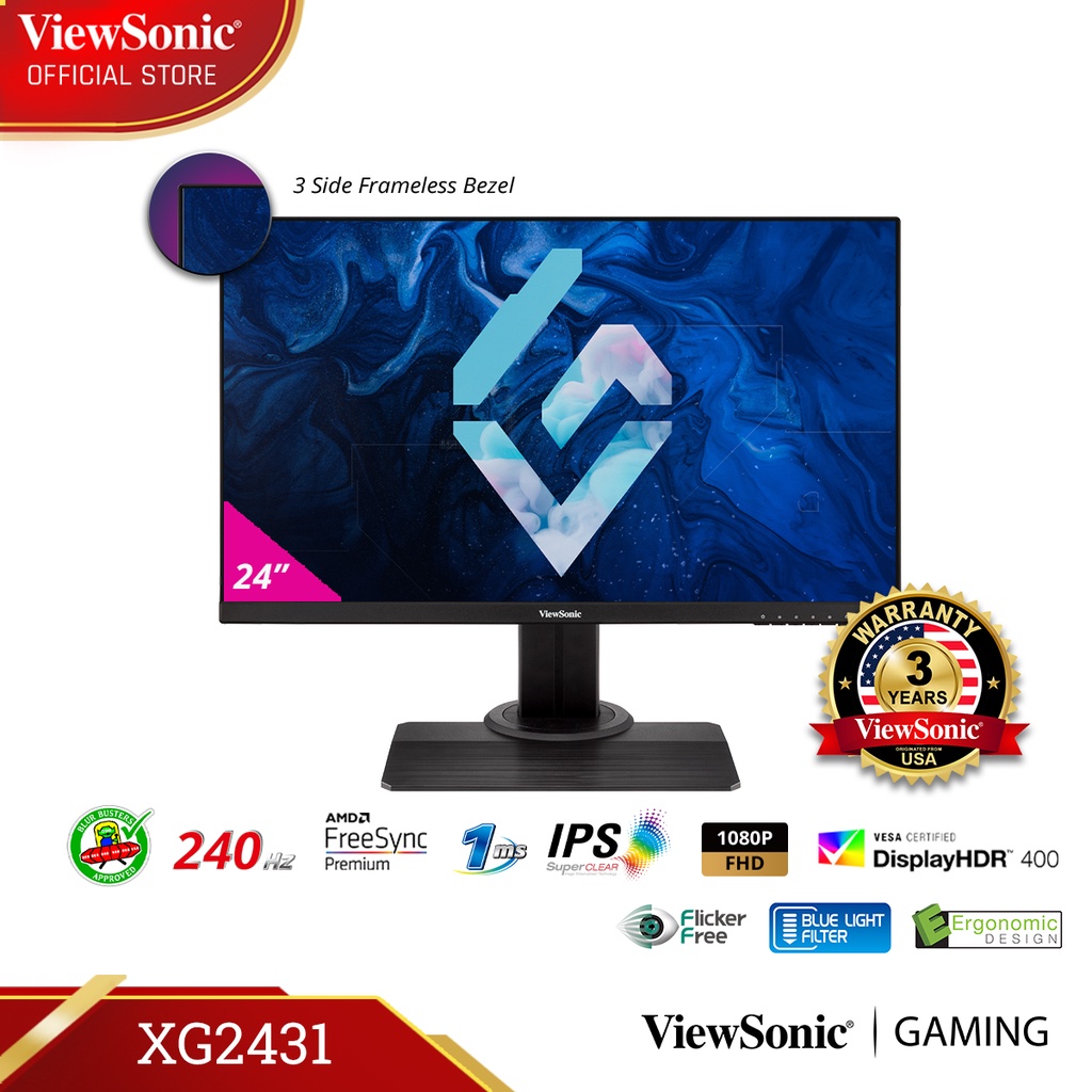 Jual ViewSonic XG2431 24” 240Hz IPS Gaming Monitor | 1ms | AMD FreeSync ...
