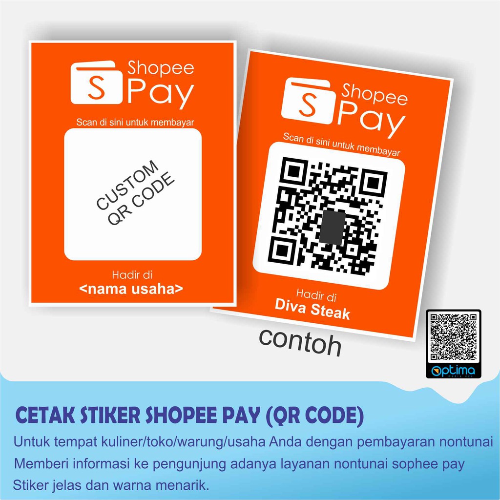 Jual CETAK STIKER SOPIPAY DAN QR CODE Shopee Indonesia