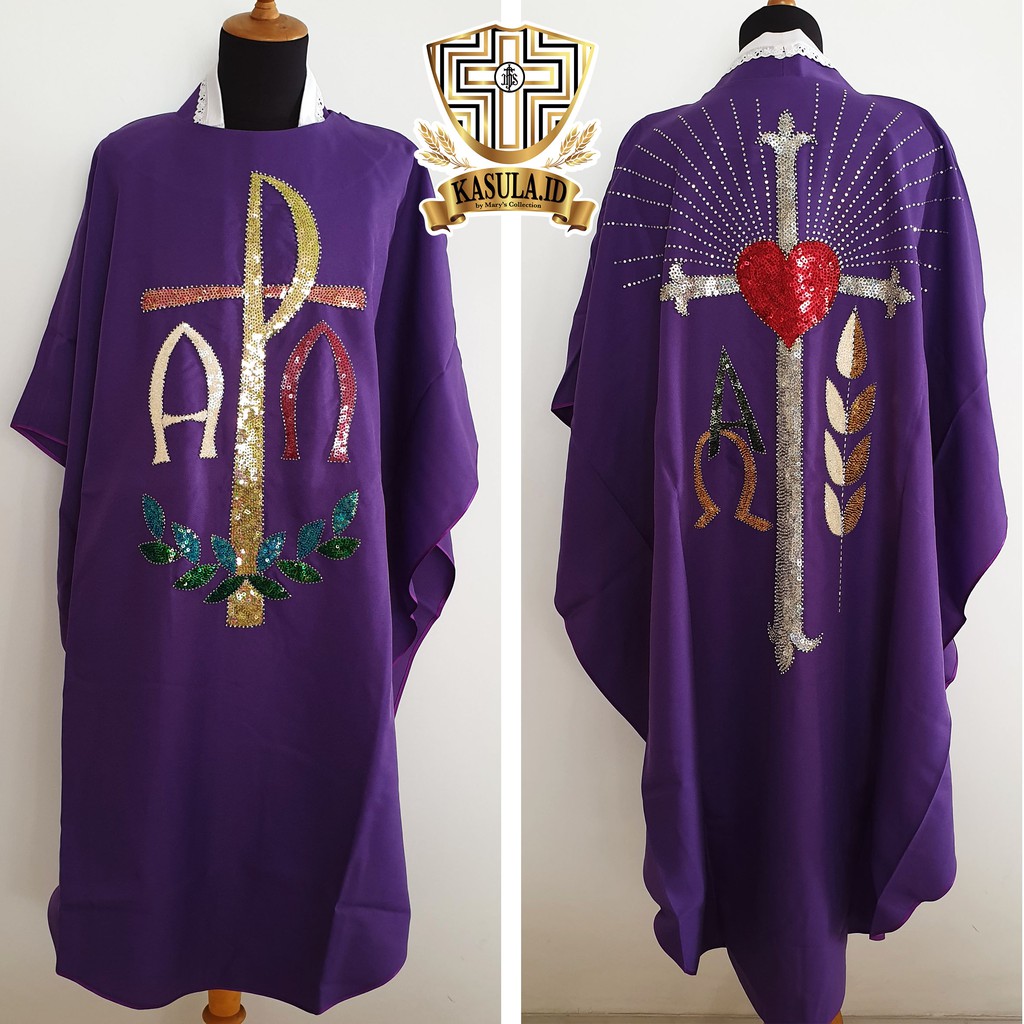 Jual Kasula Chasuble Jubah Romo Katolik Manik Ungu 1 (Prapaskah, Adven ...