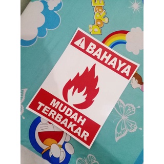 Jual STIKER PROMO BAHAYA MUDAH TERBAKAR . 23x30 sign rambu k3 PERHATIAN ...