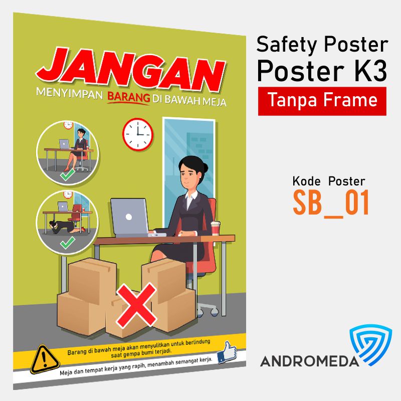 Jual Safety Poster K3 : Office 5R Rapi 5S Kantor Ergonomi Gempa ...